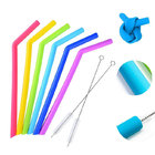 Flexible Drinking Smoothie Eco Friendly Silicone Straws Reusable Stainless Steel Drinking Straws with Cleaning Brush