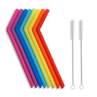 Flexible Drinking Smoothie Eco Friendly Silicone Straws Reusable Stainless Steel Drinking Straws with Cleaning Brush